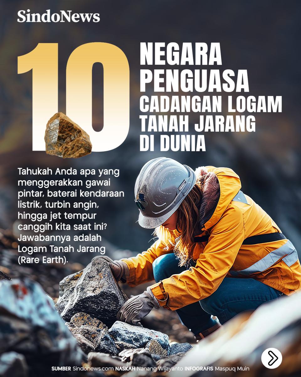 SINDOgrafis: 10 Negara Penguasa Cadangan Logam Tanah Jarang Dunia
